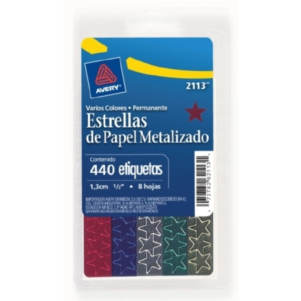 Etiquetas avery estrellas de colores c/440 | Papelera ABC S.A. DE C.V.